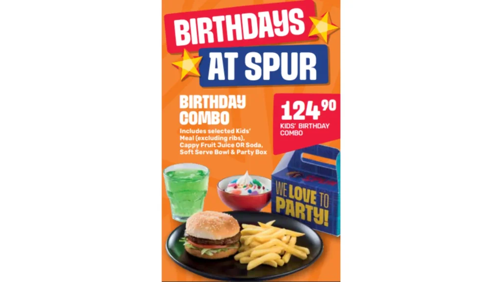 Birthday Special - Spur Kid's Birthday Party Menu and Prices